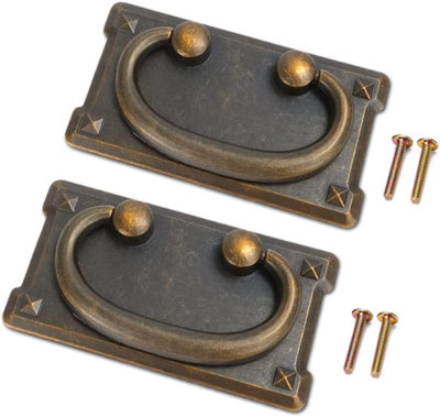 2pcs Vintage Antique Drawer Ring Pull Handles, Cabinet Door Furniture ...