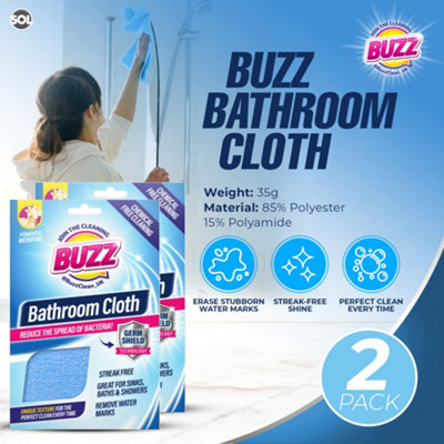2pk Buzz Bathroom Cleaning Cloths with Germ Shield, Streak-Free ...