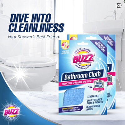 2pk Buzz Bathroom Cleaning Cloths with Germ Shield, Streak-Free ...
