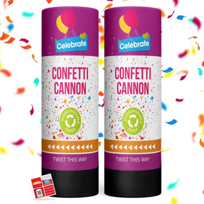 2pk Confetti Cannons Large - Giant Party Paper Cannon - Multicolour ...