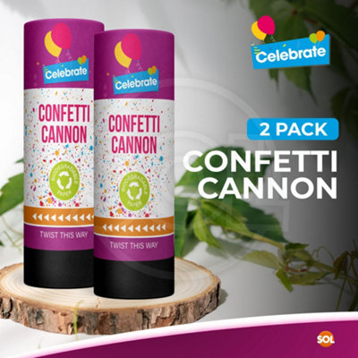 2pk Confetti Cannons Large - Giant Party Paper Cannon - Multicolour ...