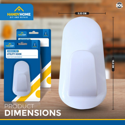 2pk Damage Free Plastic Hooks - Sticky Hooks for Hanging , Adhesive ...