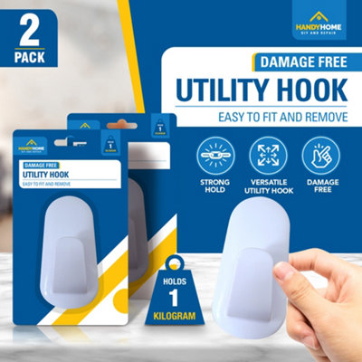 2pk Damage Free Plastic Hooks - Sticky Hooks for Hanging , Adhesive ...