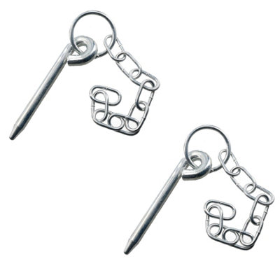 2pk Round Cotter Pin & Chain 10mm by 110mm Trailer Tipper Tailgate ...