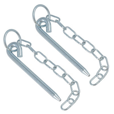 2pk Round Cotter Pin & Chain 10mm by 135mm Trailer Tipper Tailgate ...