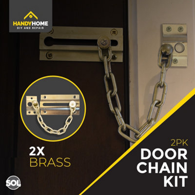 2pk Security Chain for Front Door, Brass Safety Chain Door Lock, Door ...