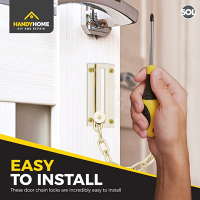 2pk Security Chain for Front Door, Brass Safety Chain Door Lock, Door ...