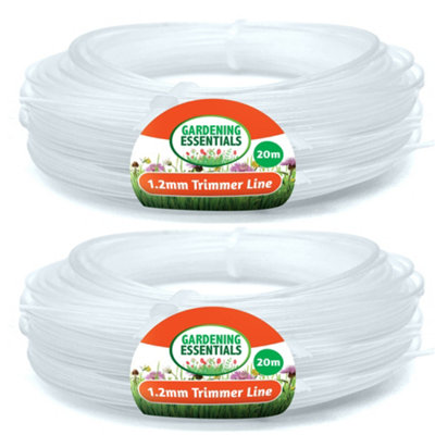 2pk Strimmer Wire 1.2mm x 20m Heavy Duty Strimmer Line Clear Strimmer Cord Grass Trimmer