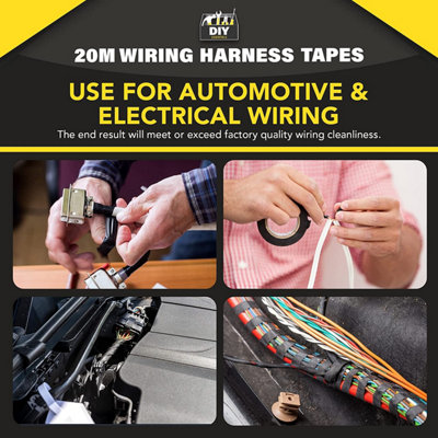 2pk Wiring Loom Tape for Car, Motorcycle & Electricals 20m, Adhesive ...