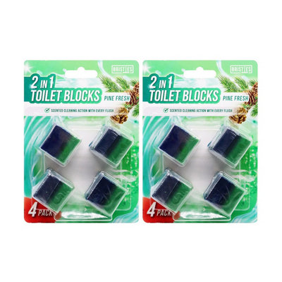 2PK x 2In1 Toilet Blocks Cube Pine Fresh 4Pack