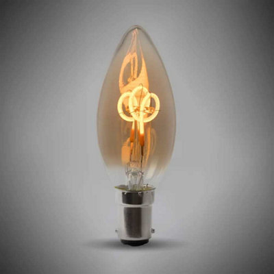 2w B15 Vintage Edison High CRI Candle LED Light Bulb 1800K T-Spiral ...