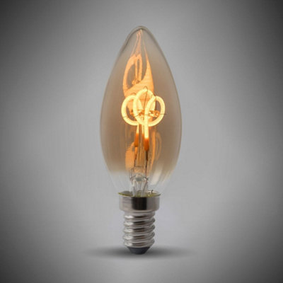 2w E14 SES Vintage Edison Candle LED Light Bulb 1800K T-Spiral Filament ...