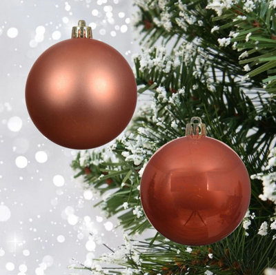 2x 12 Spiced Pumpkin Orange Baubles Christmas Tree Decorations Tree ...