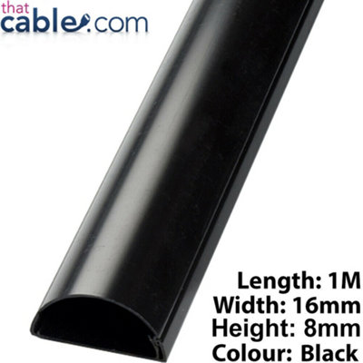 2x 1m (2m) 16mm x 8mm Black Speaker Cable Trunking Conduit Cover AV TV Wall