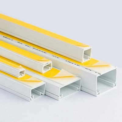 2x 1M White Self Adhesive Cable & Wire Tidy PVC Plastic Electrical Mini ...