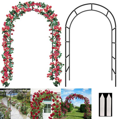 2X 2.4 M Garden Arch Trellis Metal Tubular Frame Climbing Plant