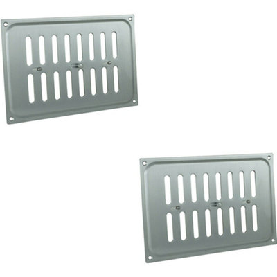 2x 242 x 165mm Hit & Miss Air Flow Vent Satin Chrome Slide Open & Close ...