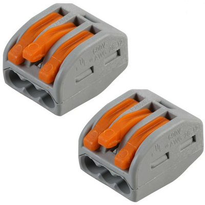 Buy 2x 3 Way WAGO Connector 32A Electrical Lever Terminal Block Push ...