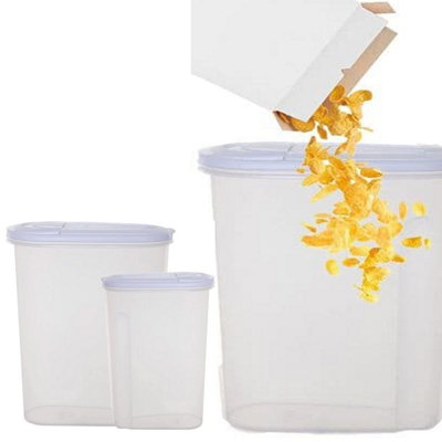 2x 3L Large Plastic Airtight Dry Food & Cereals Storage Container Set