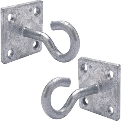 2x 50mm Galvanised Steel Hook on Face Plate Wire Rope Lashing Cable ...