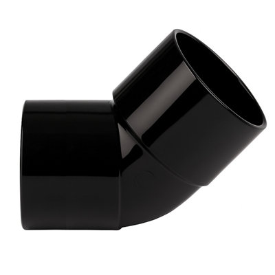 2x 56mm 45 Degree Solvent Weld Bend Black Plastic Waste Pipe Fitting