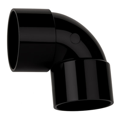 2x 56mm 92 Degree Solvent Weld Bend Black Plastic Waste Pipe Elbow