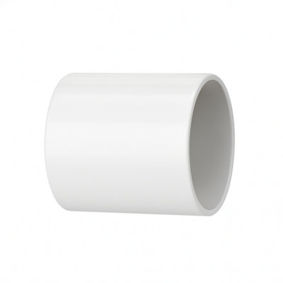 2x 56mm Solvent Weld Straight Coupling White Plastic Waste Pipe Connector