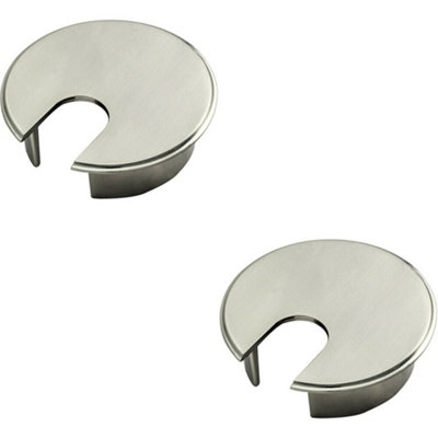 2x 62mm Recessed Heavy Pattern Cable Tidy Desktop Cable Hole Satin ...