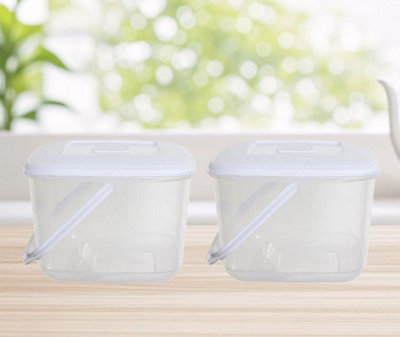 2x 6L Food Storage Container & Handle Kitchen Canister Clear Dry Food ...