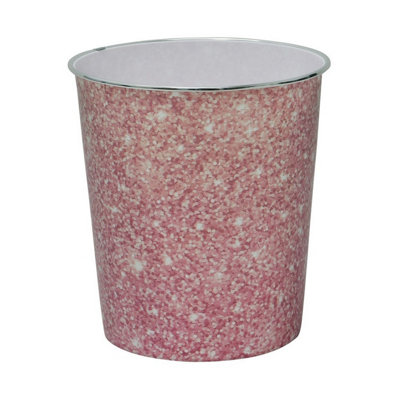 2x 9L Waste Paper Bin Pink Sequin Effect Desk Bedside Bathroom Waste ...