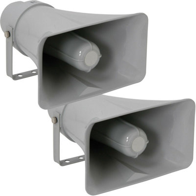 2x Active CCTV Horn Speaker 12VDC 25W DVR IP Camera IP66 Outdoor ...