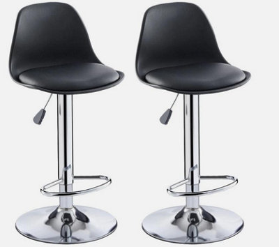 2x Adjustable Breakfast Bar Stools Swivel Gas Lift Chair Kitchen Cafe Pub
