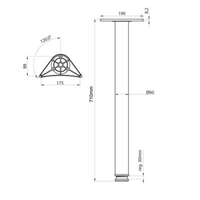 2X ADJUSTABLE STEEL TABLE LEGS WITH MOUNTING PLATE, IDEAL FOR KITCHEN ...