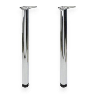 2x Adjustable Steel Table Legs with Mounting Plates, Ideal for Kitchen ...