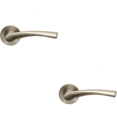 2x AIR Twisted Angular Design Lever on Slim Round Rose Concealed Fix ...