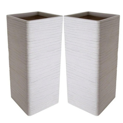 2x Amalfi Stone Effect Tall Flower Planters For Garden, Home & Patio ...