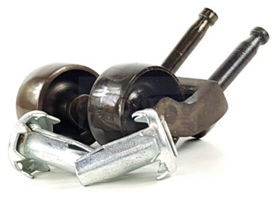 2x ANTIQUE BRASS CASTOR & SOCKET PUSH IN CASTORS 32mm ANTIQUE BRASS ...