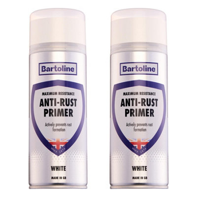 2x Bartoline Anti-Rust Primer Quick Dry Metal Paint White Topcoat ...