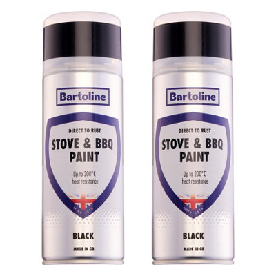 2x Bartoline Direct to Rust Stove & BBQ Paint Black Protective Coating ...