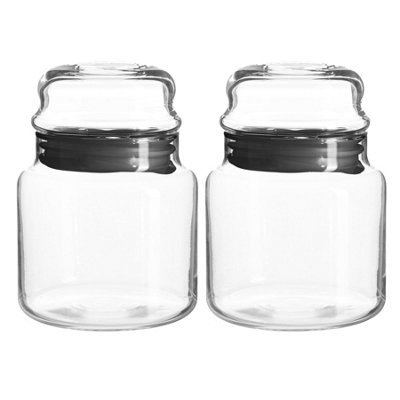 2x Black 635ml Sera Glass Food Storage Jars - Large Tea Coffee Spice ...