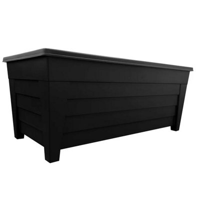 2x Black Large Lightweight 55cm Grosvenor Trough Long Rectangular ...