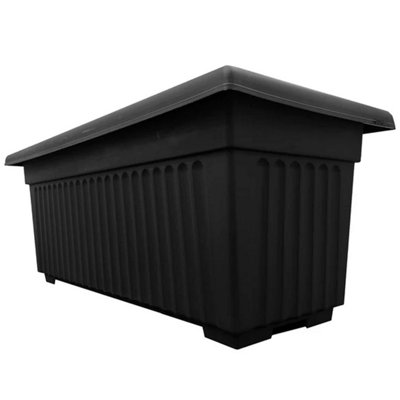 2x Black Rectangular 70cm Sovereign Troughs Flower Garden Patio ...
