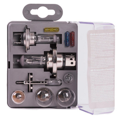 2x Bluecol Emergency Spare Head Light Tail Lamp Bulb Kit H1 H4 H7 Spade ...