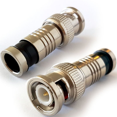 2x BNC Compression Connectors RG59 Crimp Male Plugs Coaxial Cable CCTV ...