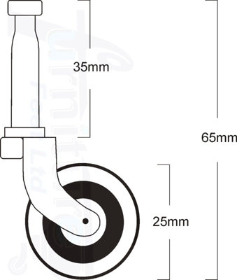 2x BRASS CASTOR & SOCKET PUSH IN CASTORS 25mm BRASS GRIP NECK CASTORS ...