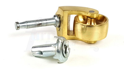 2x BRASS CASTOR & SOCKET PUSH IN CASTORS 25mm BRASS GRIP NECK CASTORS ...