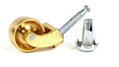 2x BRASS CASTOR & SOCKET PUSH IN CASTORS 25mm BRASS GRIP NECK CASTORS ...