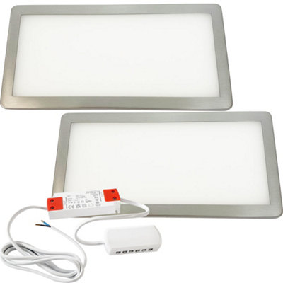 2x BRUSHED NICKEL Ultra-Slim Rectangle Under Cabinet Kitchen Light ...
