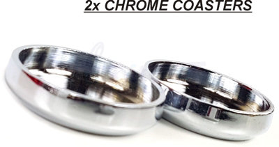 2x CHROME CASTOR COASTERS FURNITURE GLIDES FLOOR PROTECTOR FOR CASTORS ...