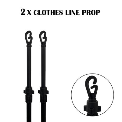 2X CLOTHES WASHING LINE PROP POLE HEAVY DUTY TELESCOPIC SUPPORT ...